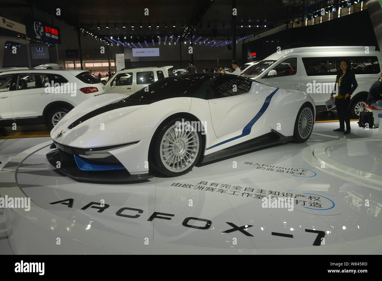 An ARCFOX-7 electric concept car of BAIC Group is on display during the ...