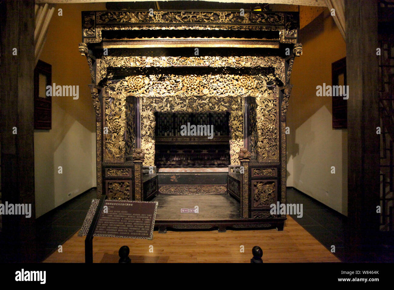 The luxury antique bed is on display at the Bayu Ancient Bed Museum in ...