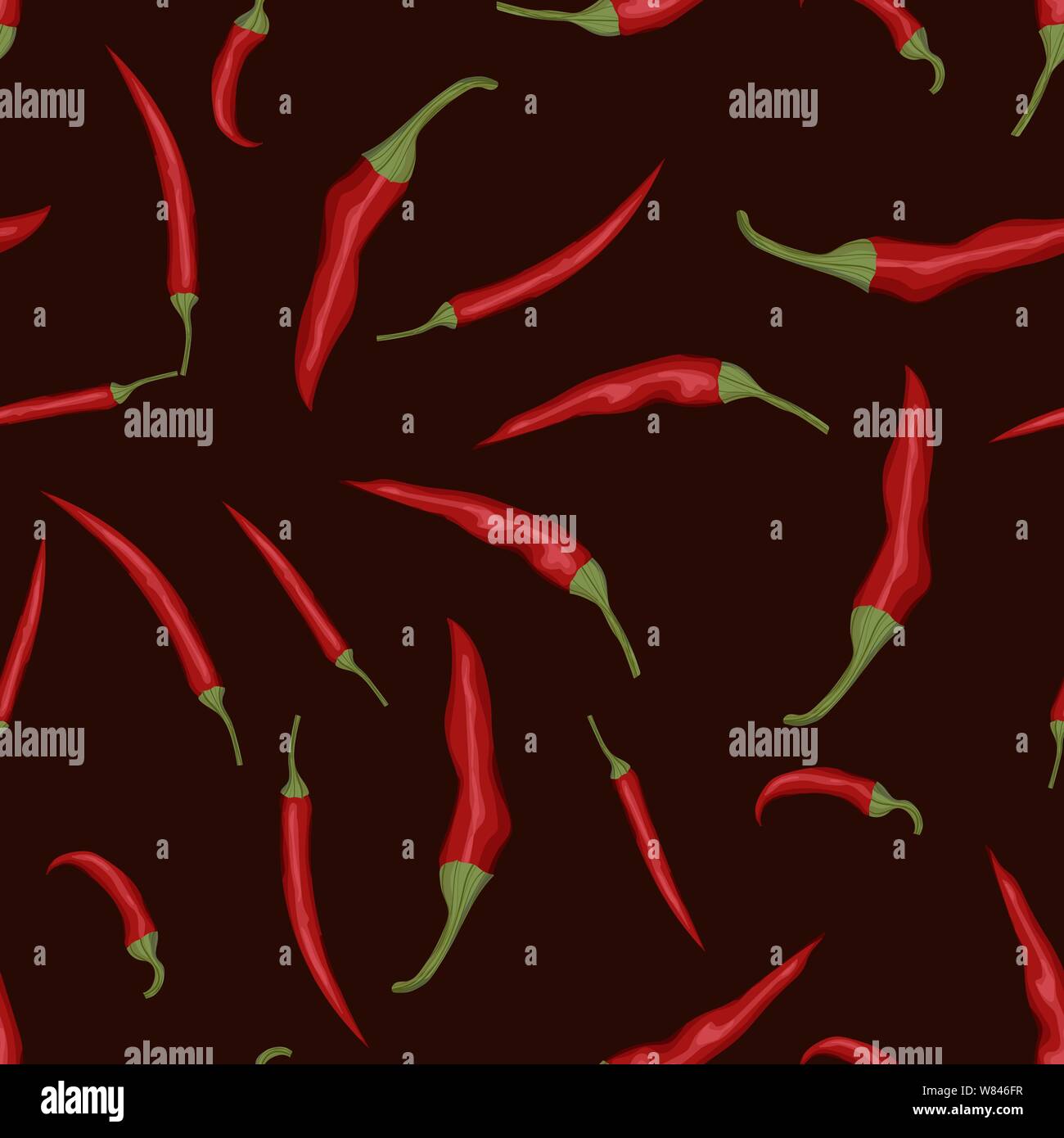Red chili pepper. Vector illustration. Seamless pattern background ...