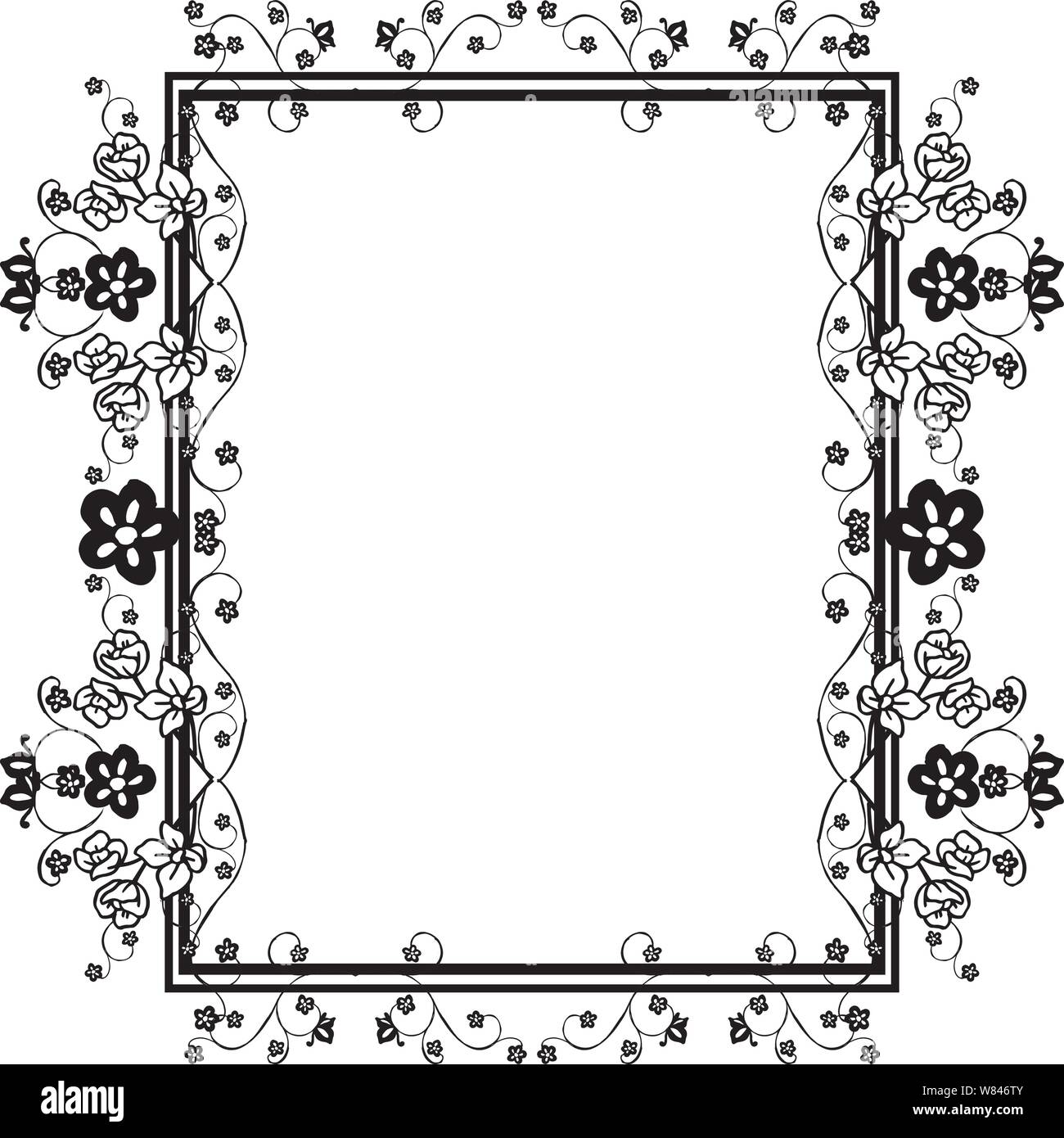 Design element flower frame, various shape of card, decoration black ...