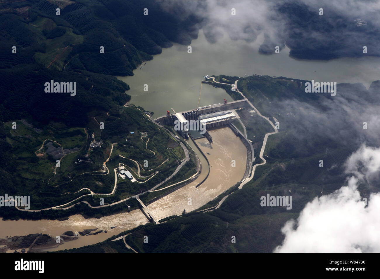 --FILE--An aerial view of the dam at the Jinghong Hydropower Station on ...