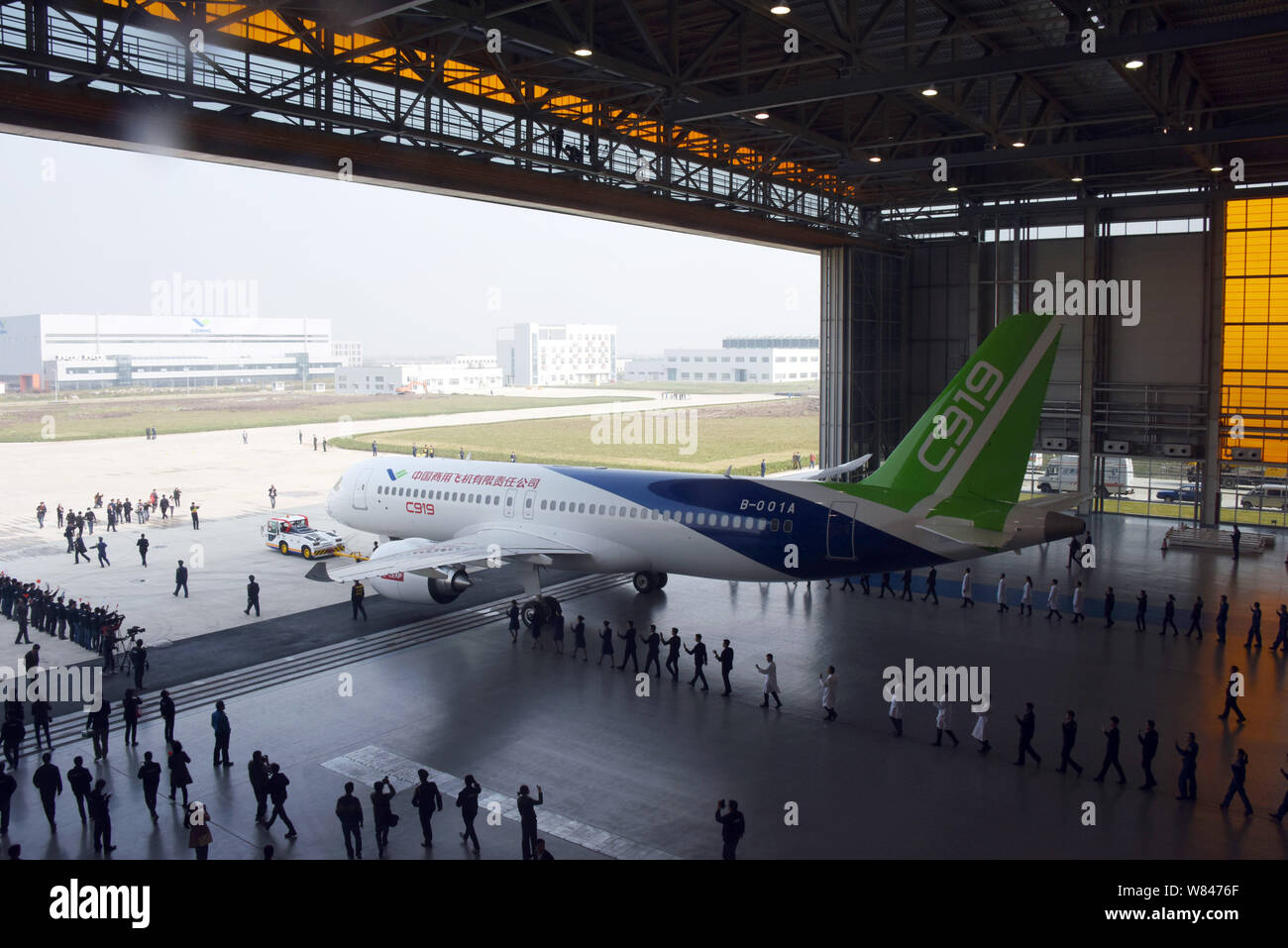 --FILE--China's first homemade large passenger jet C919 is being towed ...