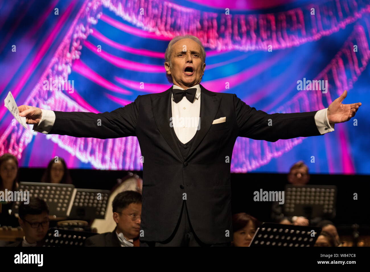 Spanish tenor Jose Carreras performs at the Shenzhen concert during his ...