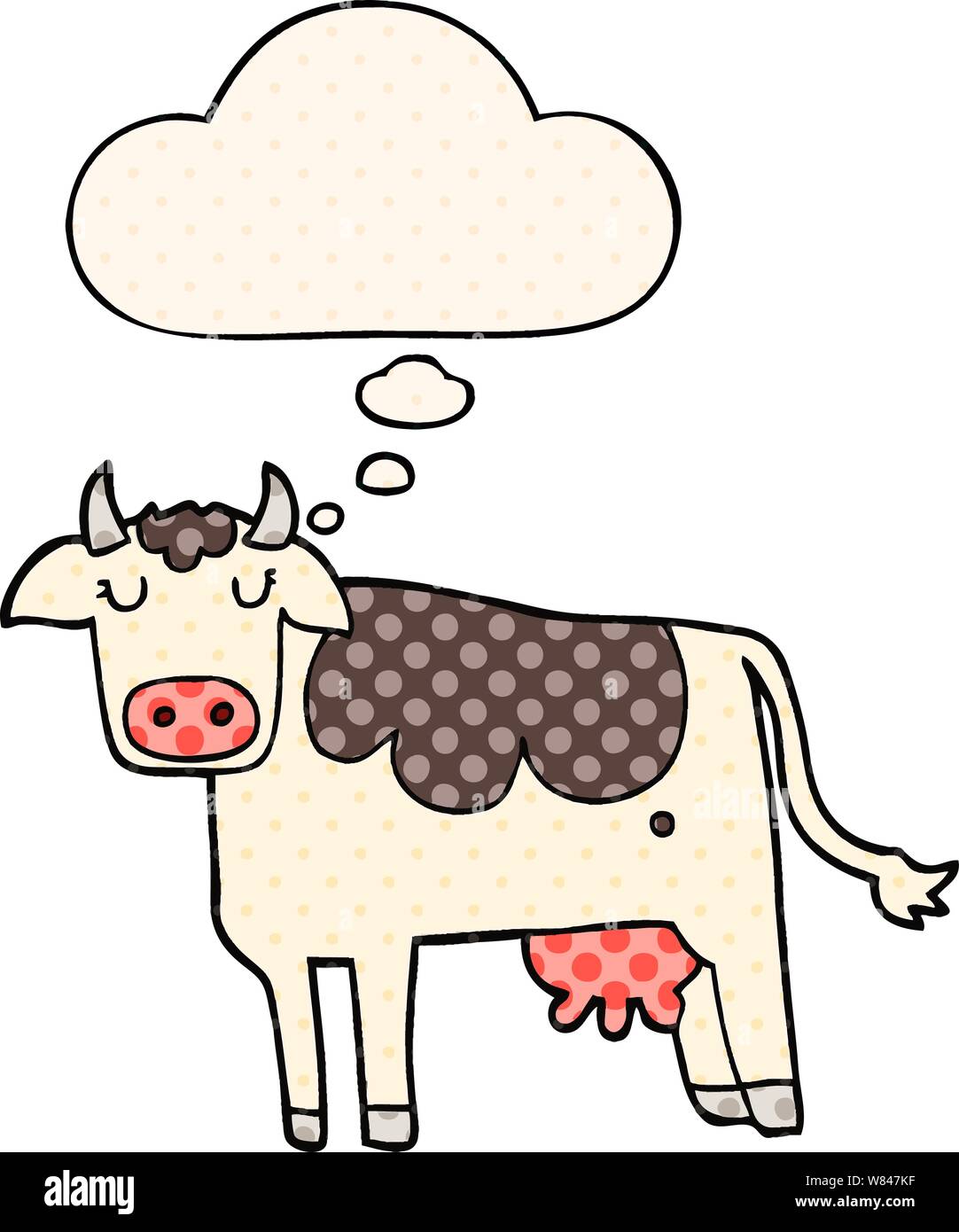 cartoon cow with thought bubble in comic book style Stock Vector Image ...