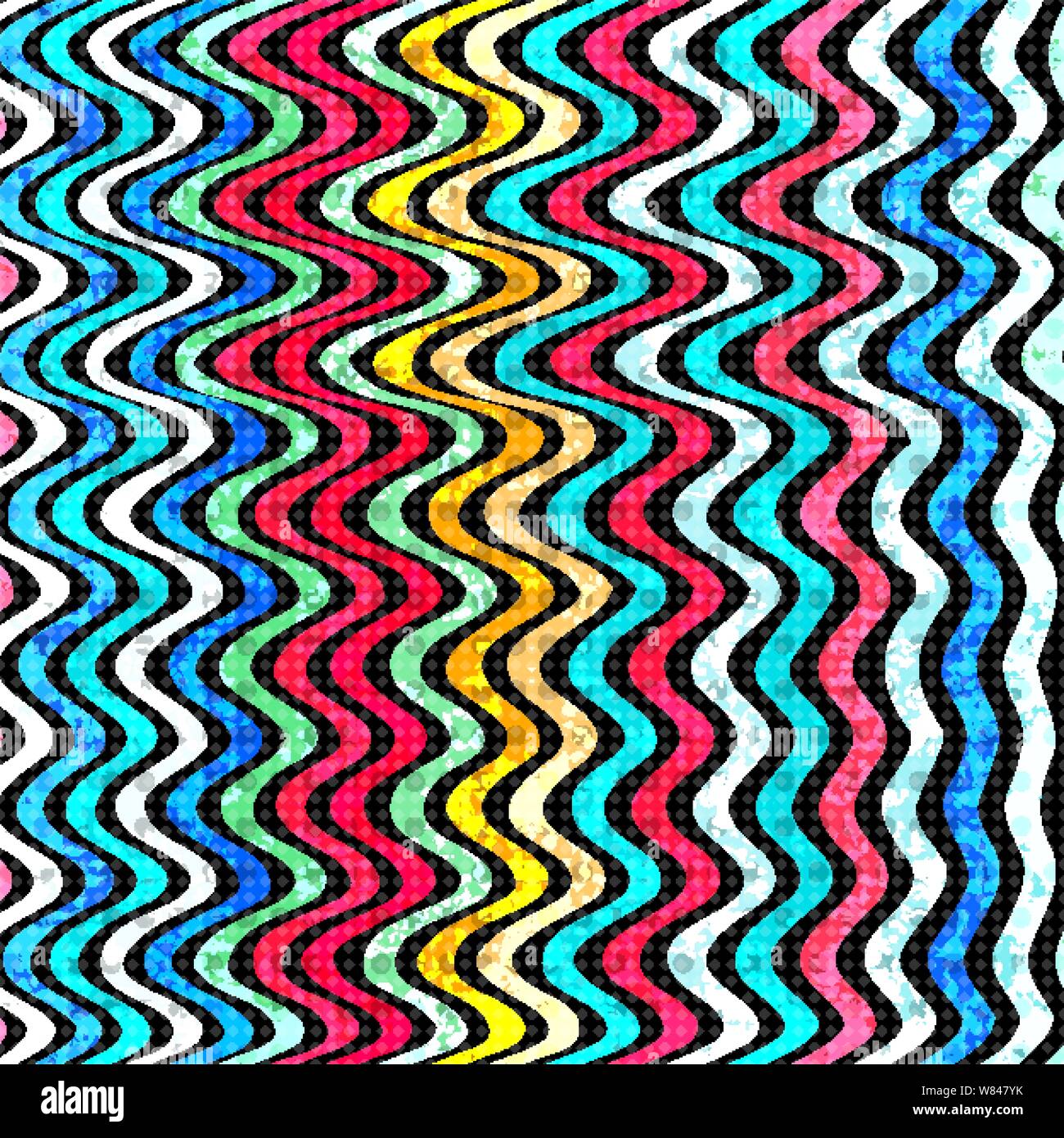 Undulating Colored Lines On A Black Background Abstract Geometric Background Vector