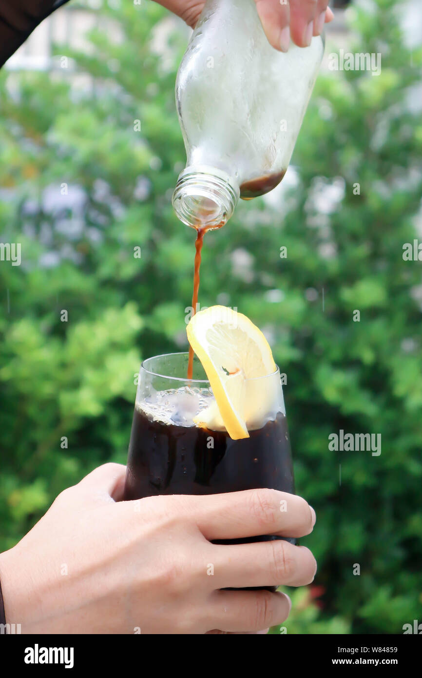 cold brew coffee, americano or hot americano Stock Photo - Alamy