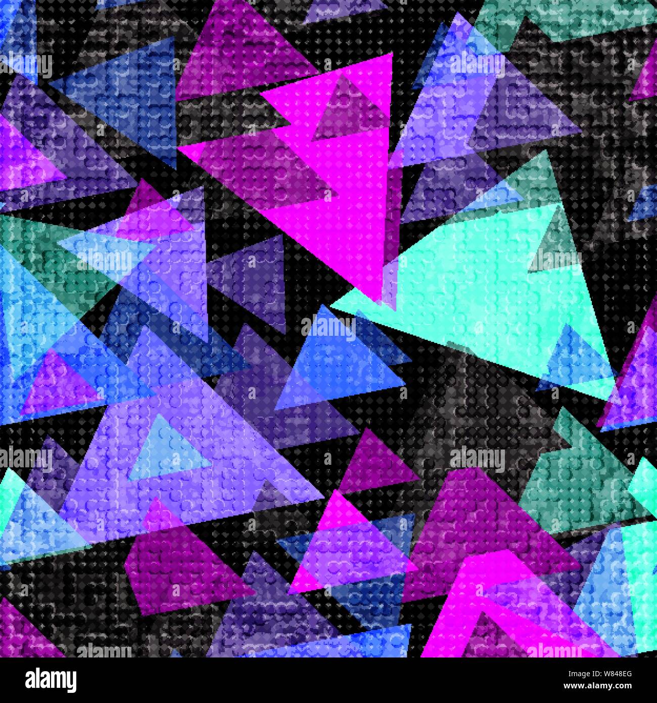 bright psychedelic polygons on a black background. vector illustration Stock Vector Image & Art ...