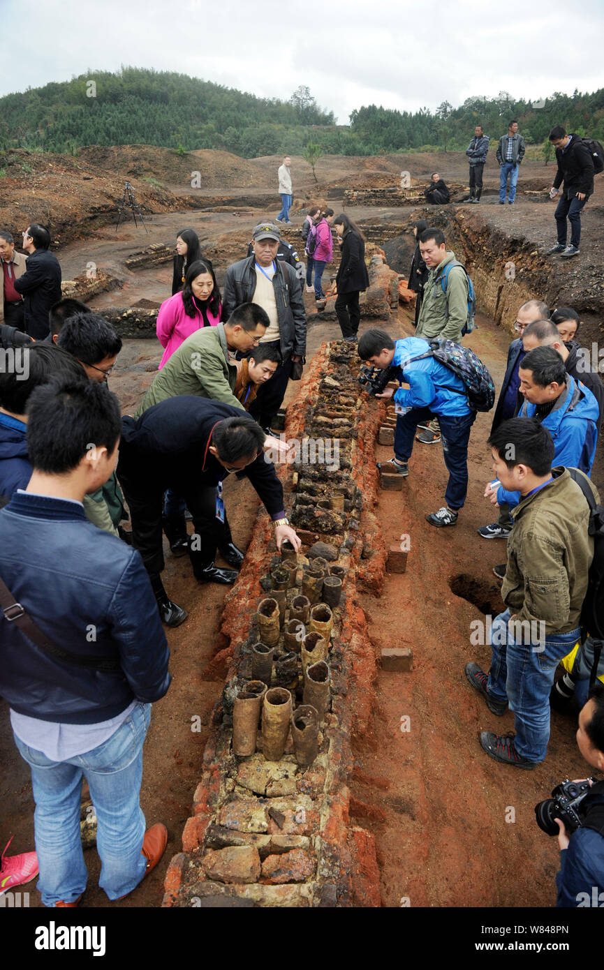 Chinese archaeologists investigate zinc smelting furnace and slag at an ...