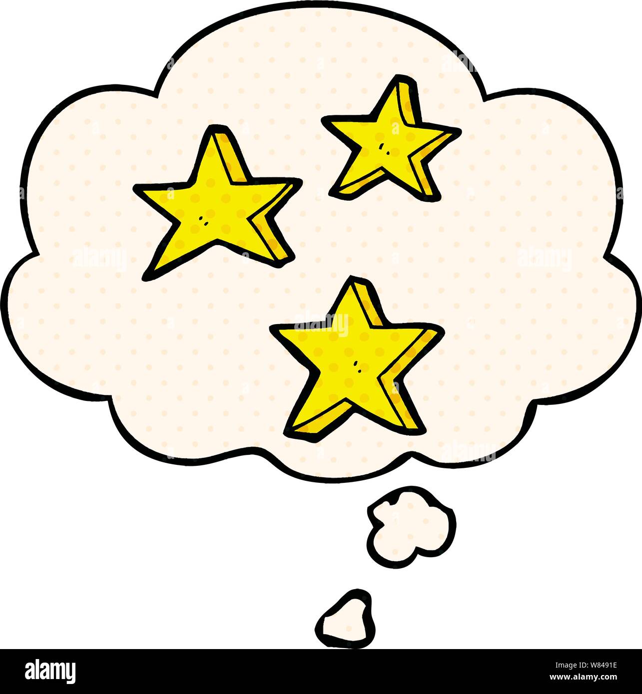 cartoon stars with thought bubble in comic book style Stock Vector ...