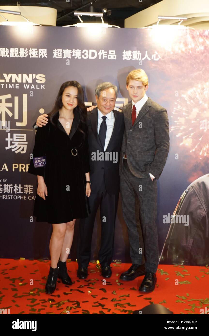 (From left) Chinese actress Tang Wei, Taiwanese director Ang Lee and ...