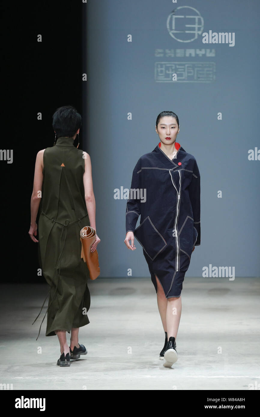 Models display new creations at a fashion show of Shangshou by Yu Chen ...