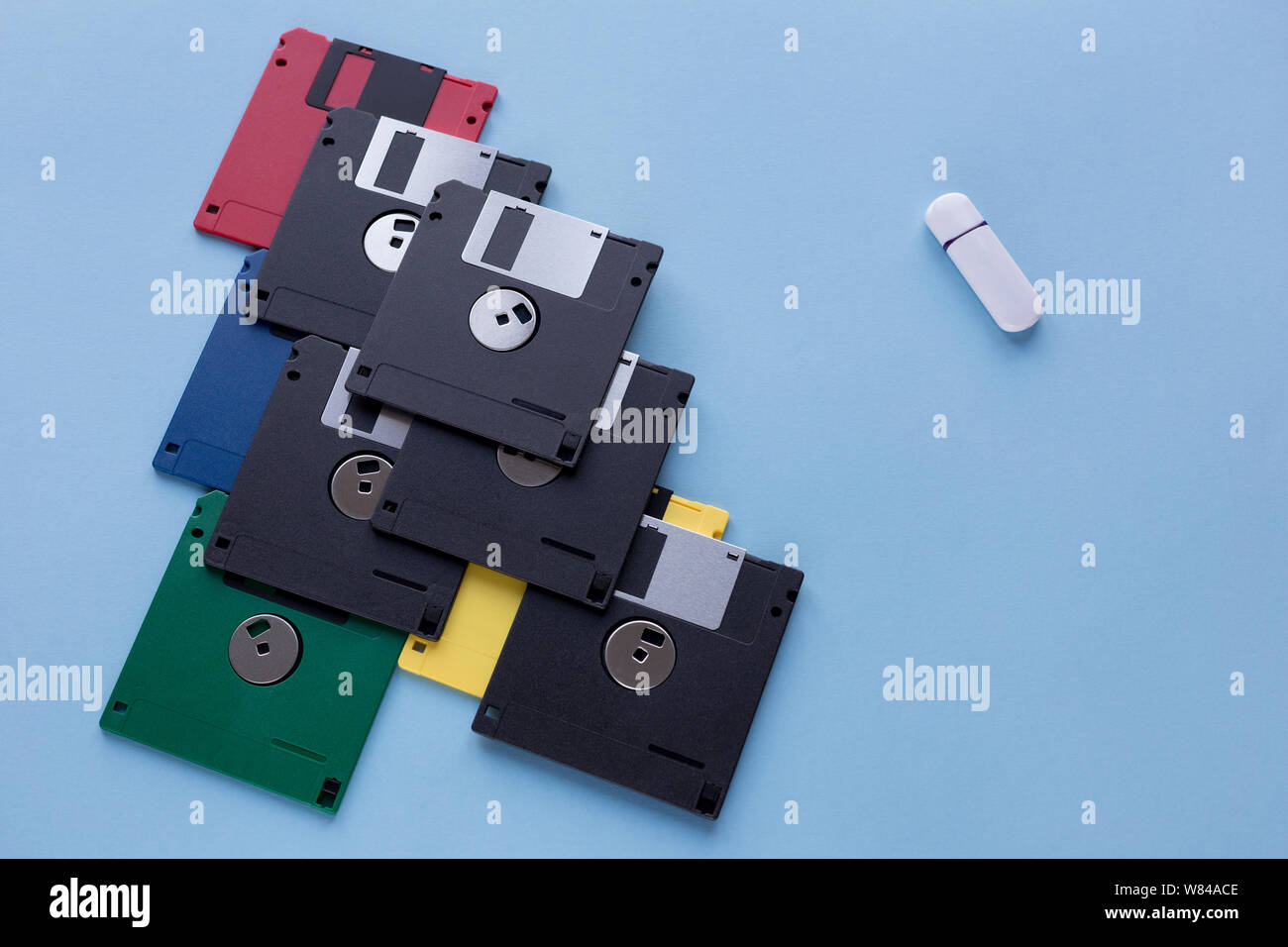 The evolution of digital data storage device. Floppy disks vs small ...