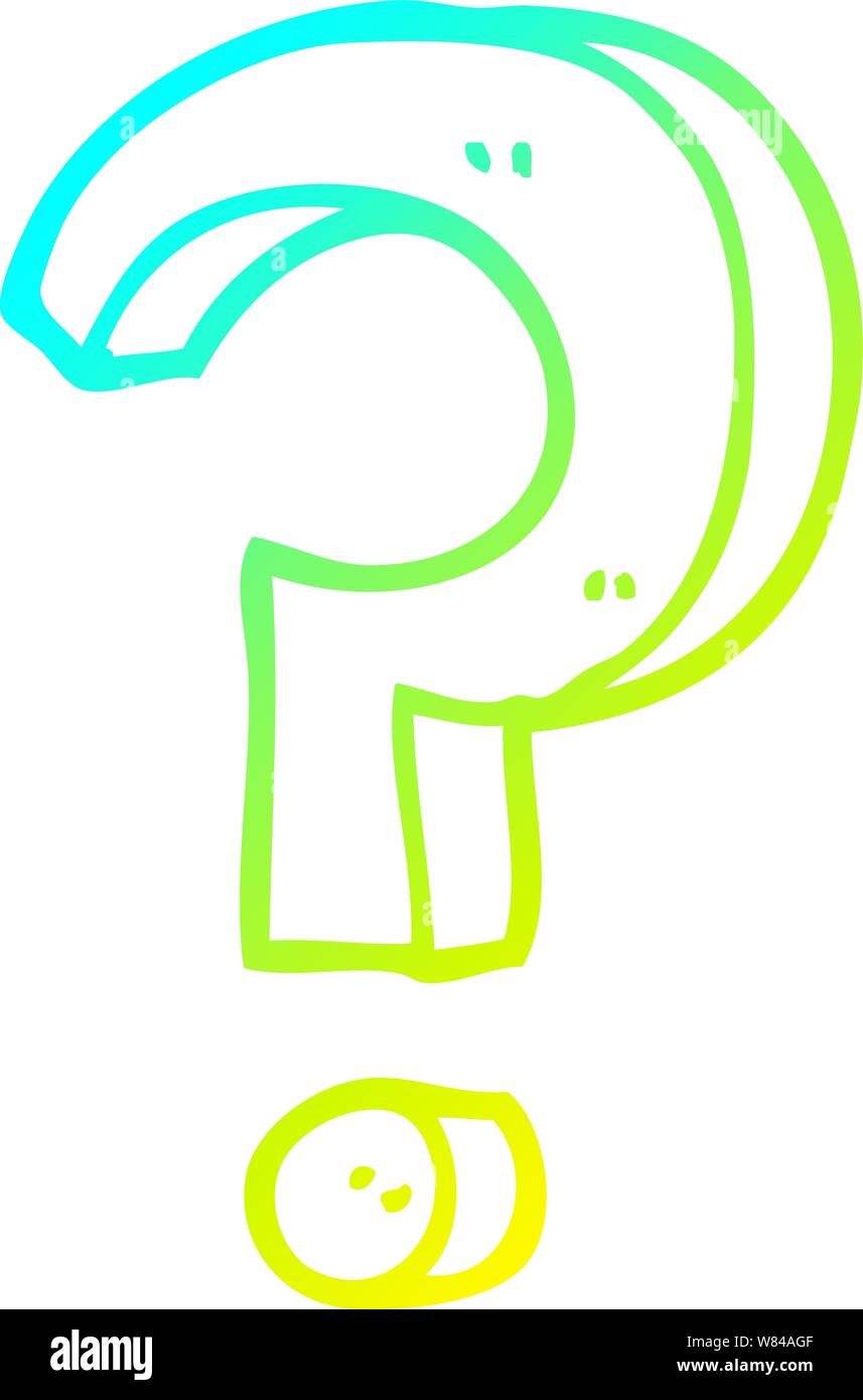 cold gradient line drawing of a cartoon question mark Stock Vector ...