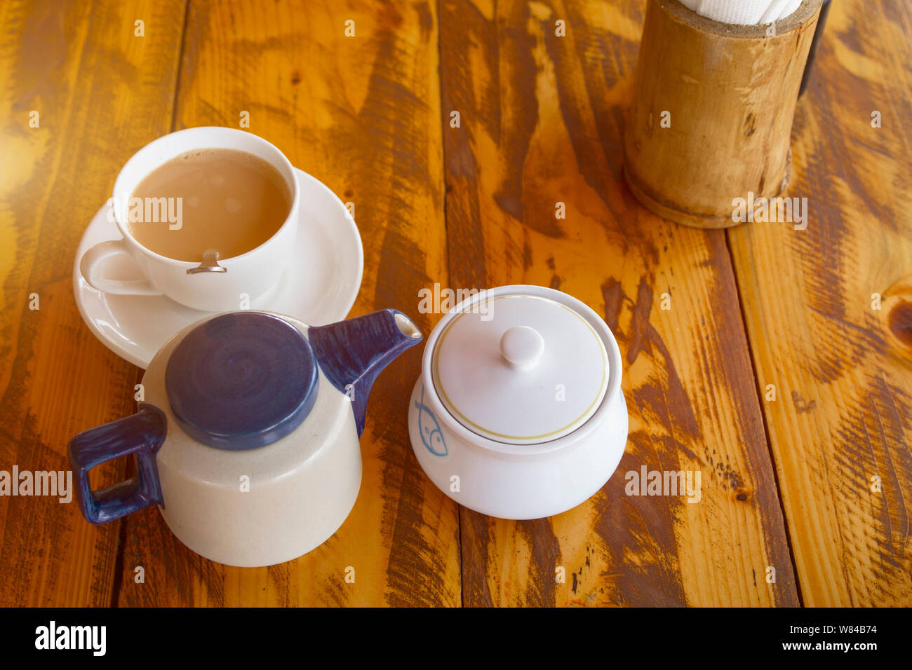 Traditional indian tea set with masala chai. Composition from teapot ...