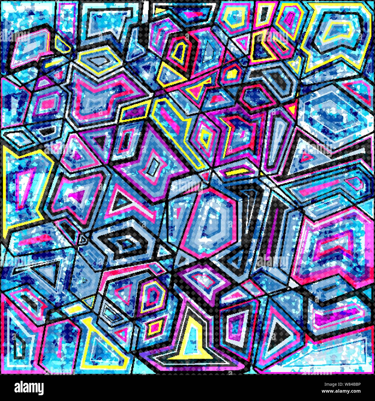 psychedelic lines, and polygons. grunge effect. vector illustration Stock Vector Image & Art - Alamy