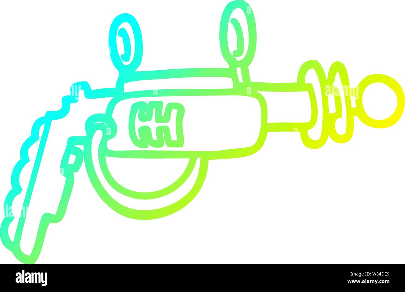 cold gradient line drawing of a cartoon ray gun Stock Vector Image ...