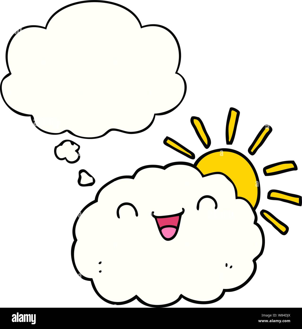 happy cartoon cloud with thought bubble Stock Vector Image & Art - Alamy
