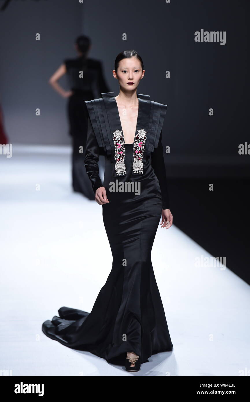 A model displays a new creation at the fashion show of Maryma fashion ...