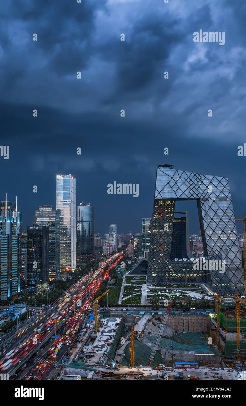 Night view of CBD (Central Business District) with the CCTV Tower ...
