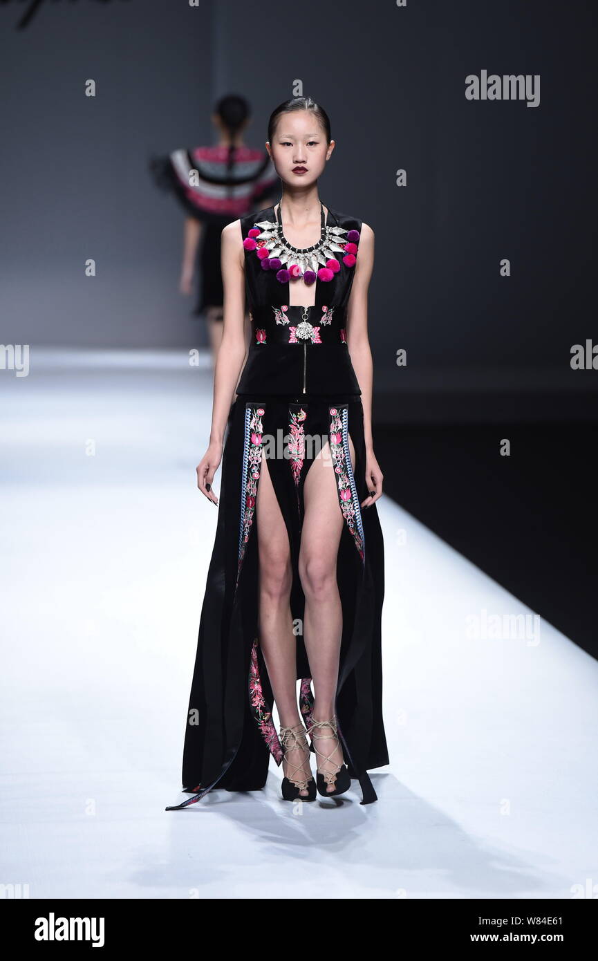 A model displays a new creation at the fashion show of Maryma fashion ...