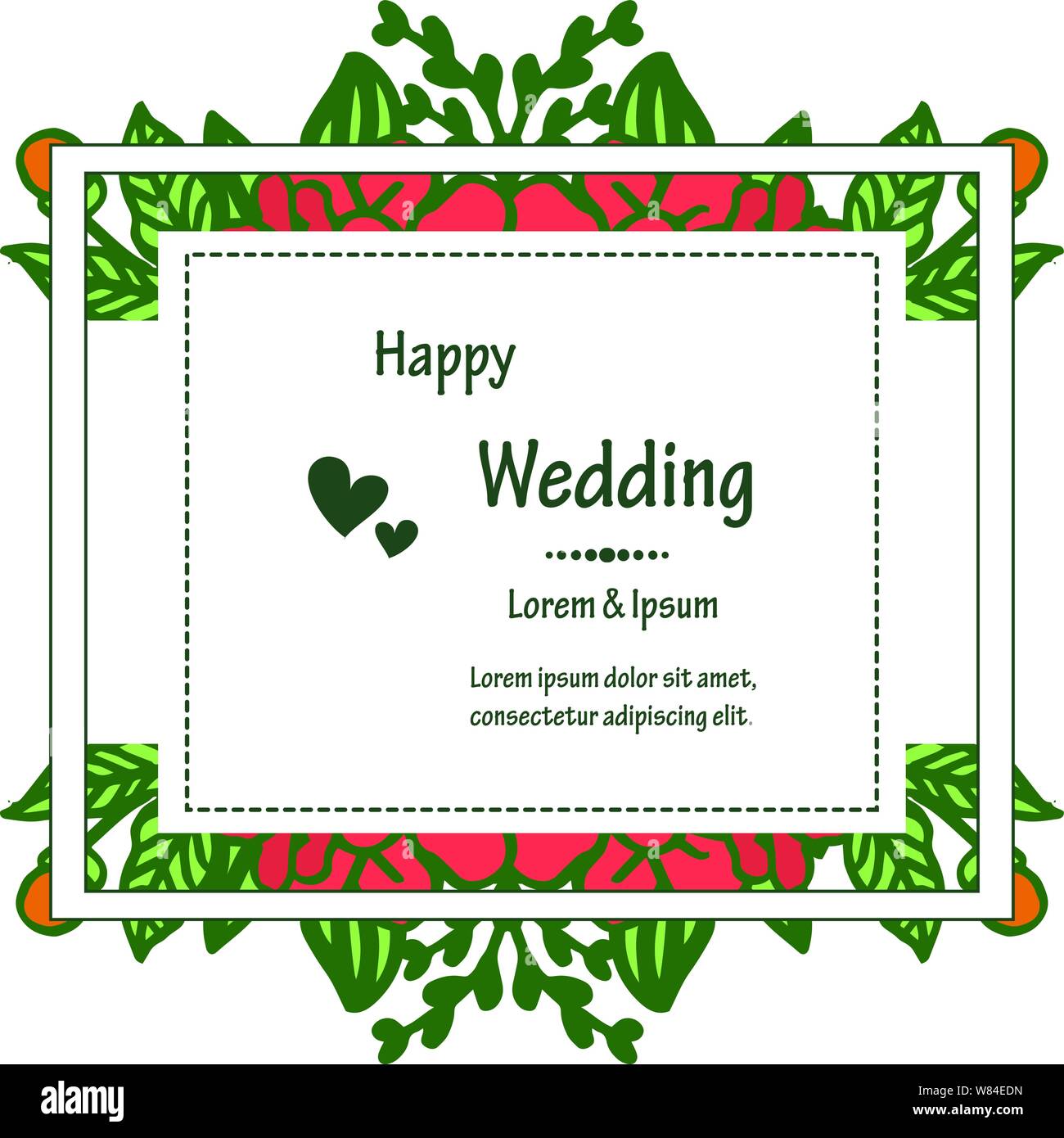 Decoration crowd of flower frame, blossom flowers, ornate of card happy ...