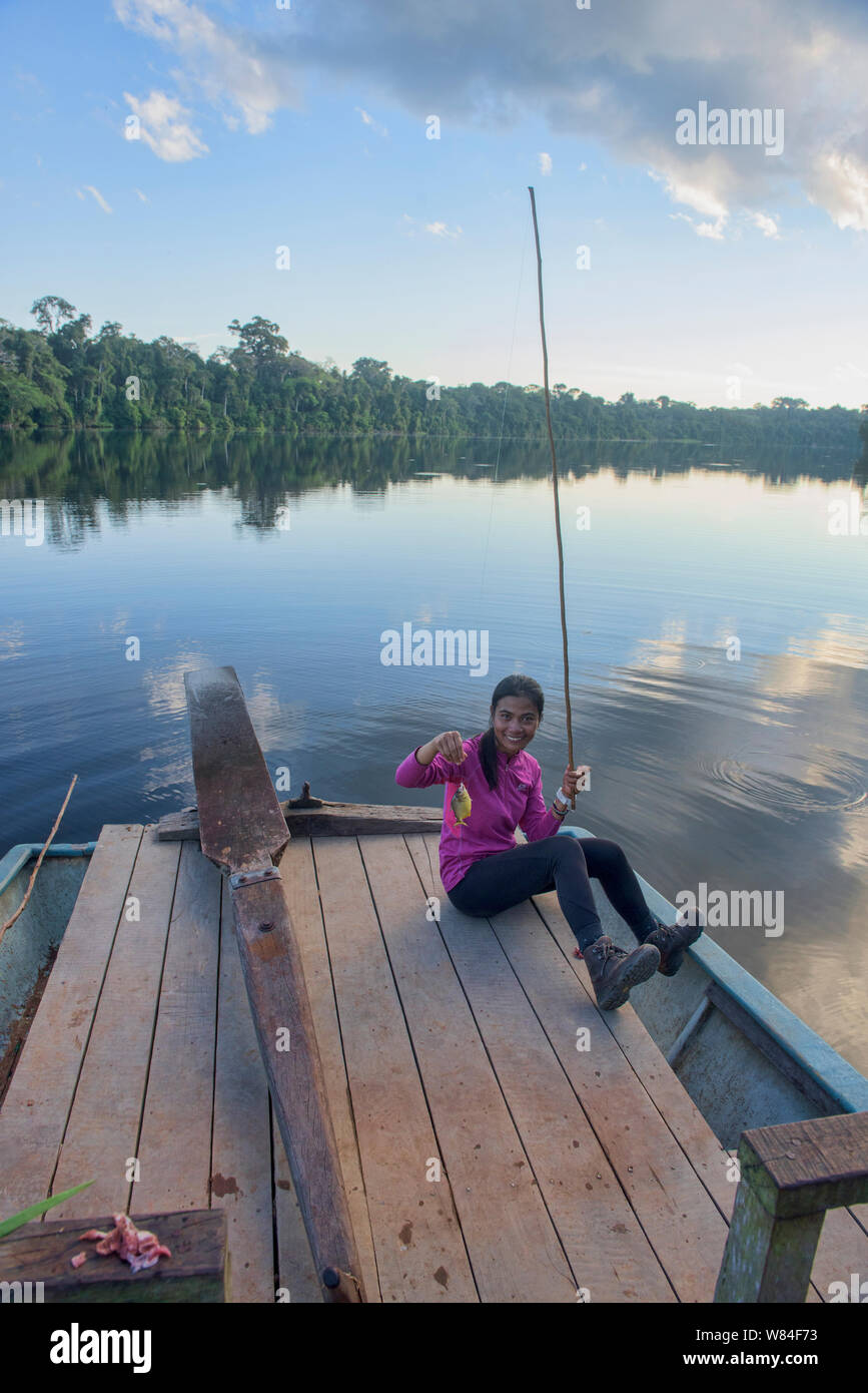 Fishing for yellow-bellied piranha on Lake Tres Chimbadas, Tambopata ...