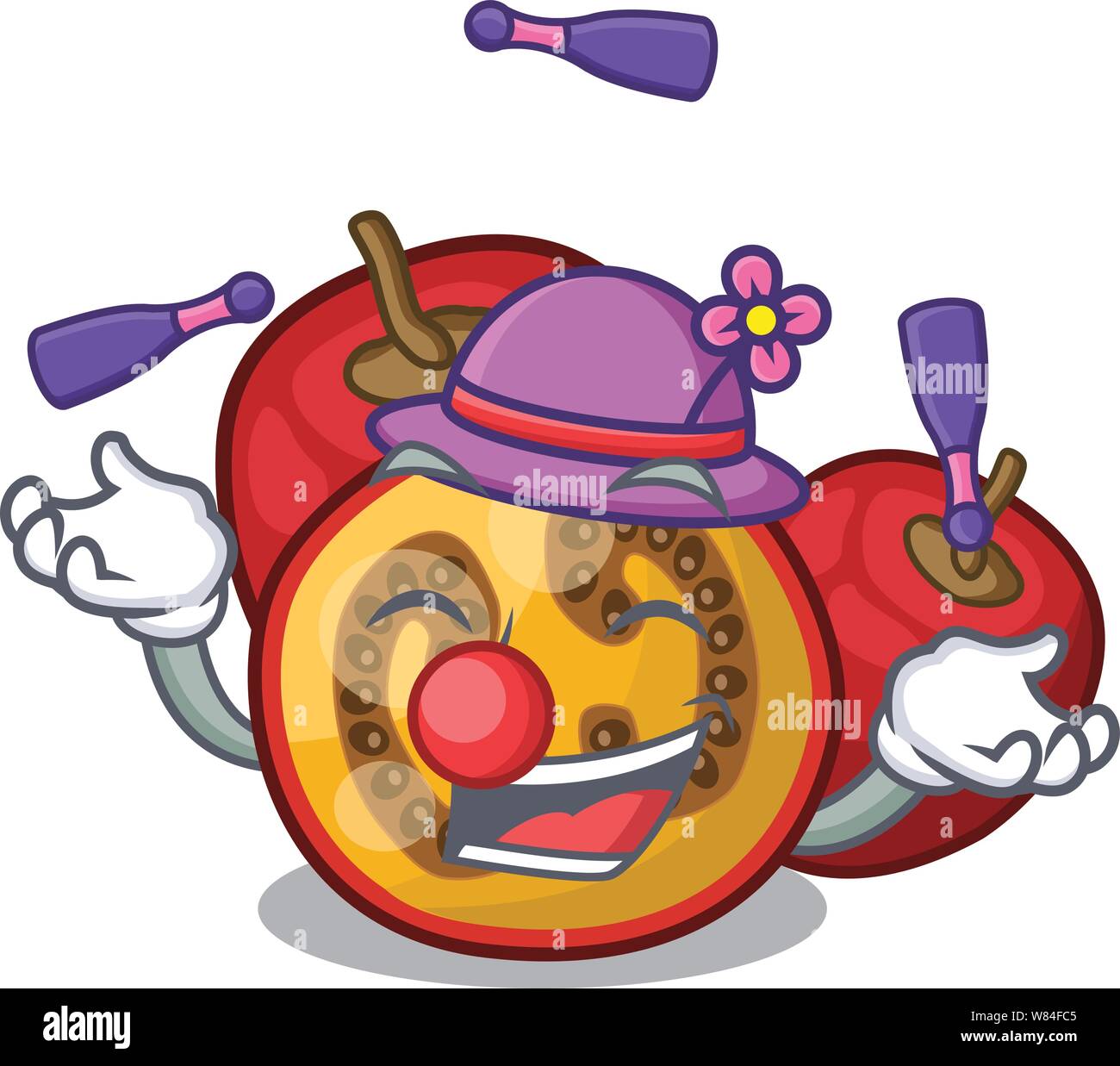 Juggling fruit tamarillo above mascot wood table Stock Vector Image ...