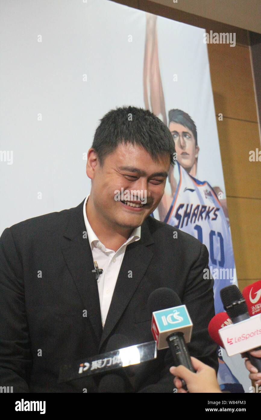 Former NBA basketball player Yao Ming attends a ceremony for Shanghai ...
