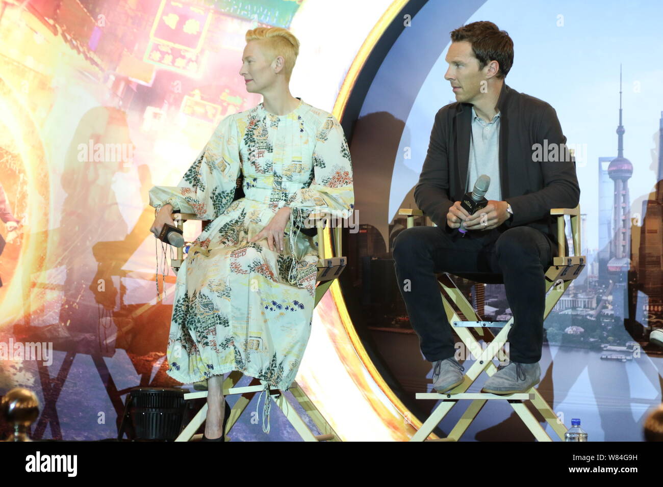 British actress Tilda Swinton, left, and actor Benedict Cumberbatch ...