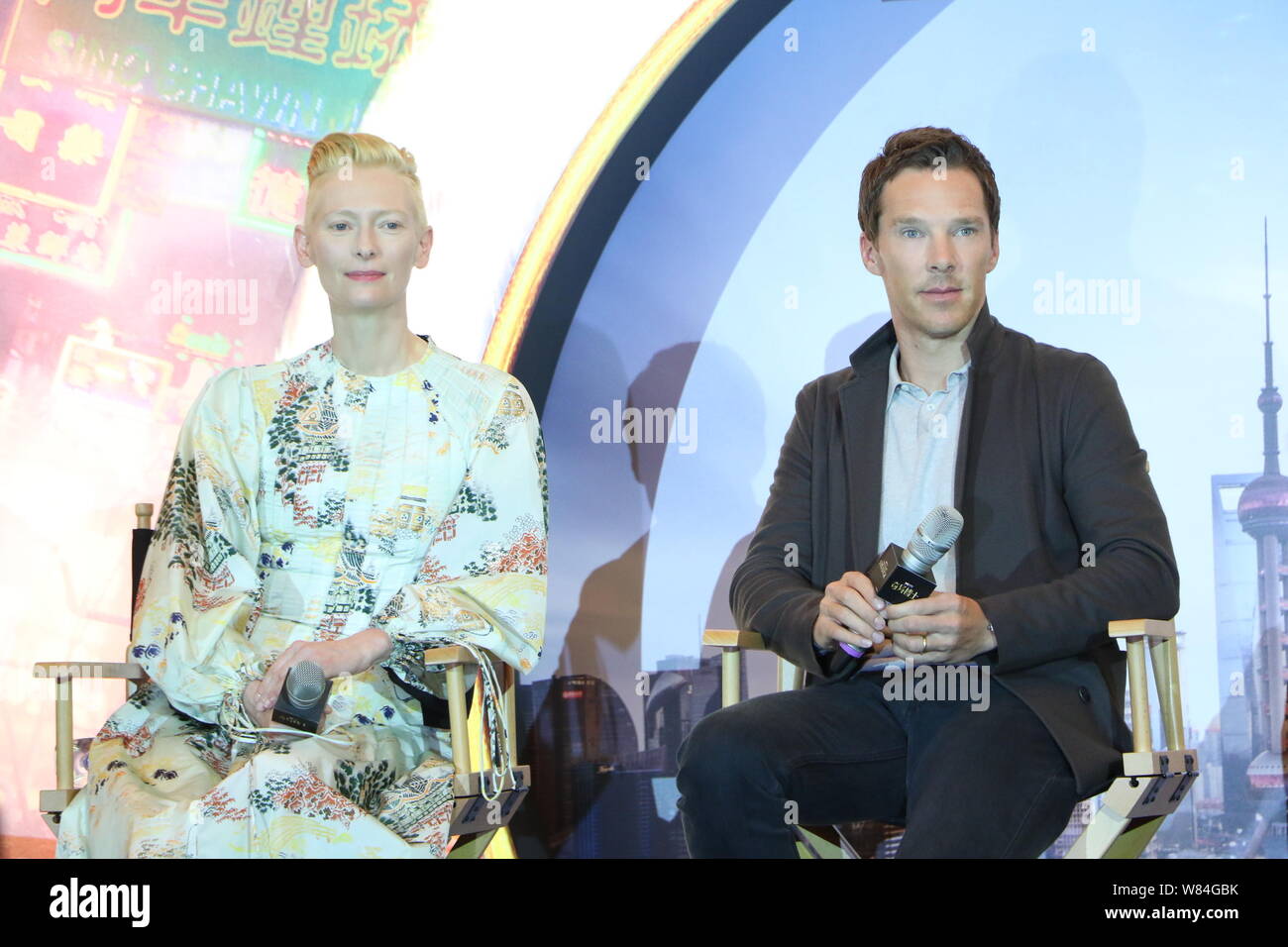 British actress Tilda Swinton, left, and actor Benedict Cumberbatch ...