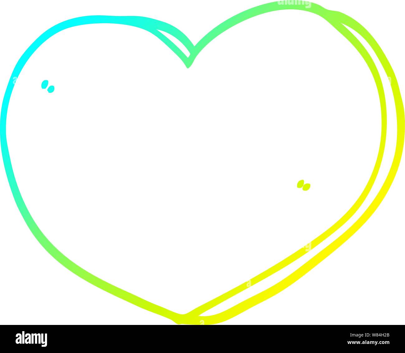 cold gradient line drawing of a cartoon love heart Stock Vector Image ...