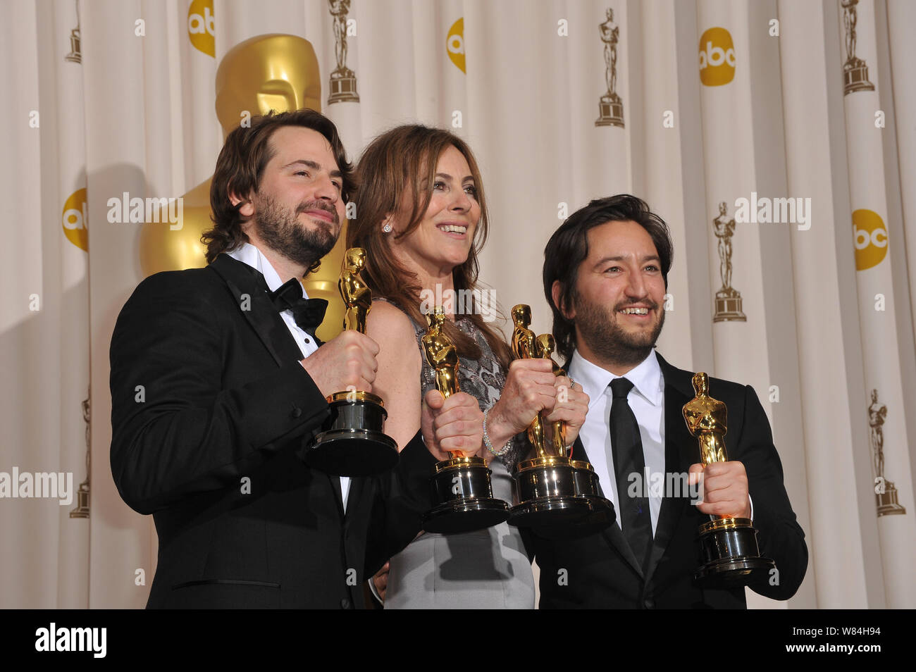LOS ANGELES, CA. March 07, 2010: Mark Boal & Kathryn Bigelow & Greg ...