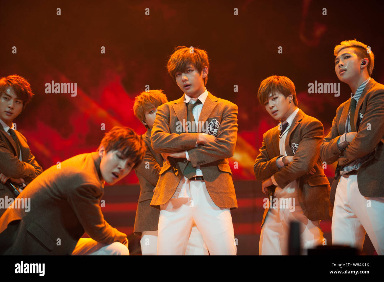 South Korean boy group BTS (Bangtan Boys) or Bulletproof Boy Scouts ...