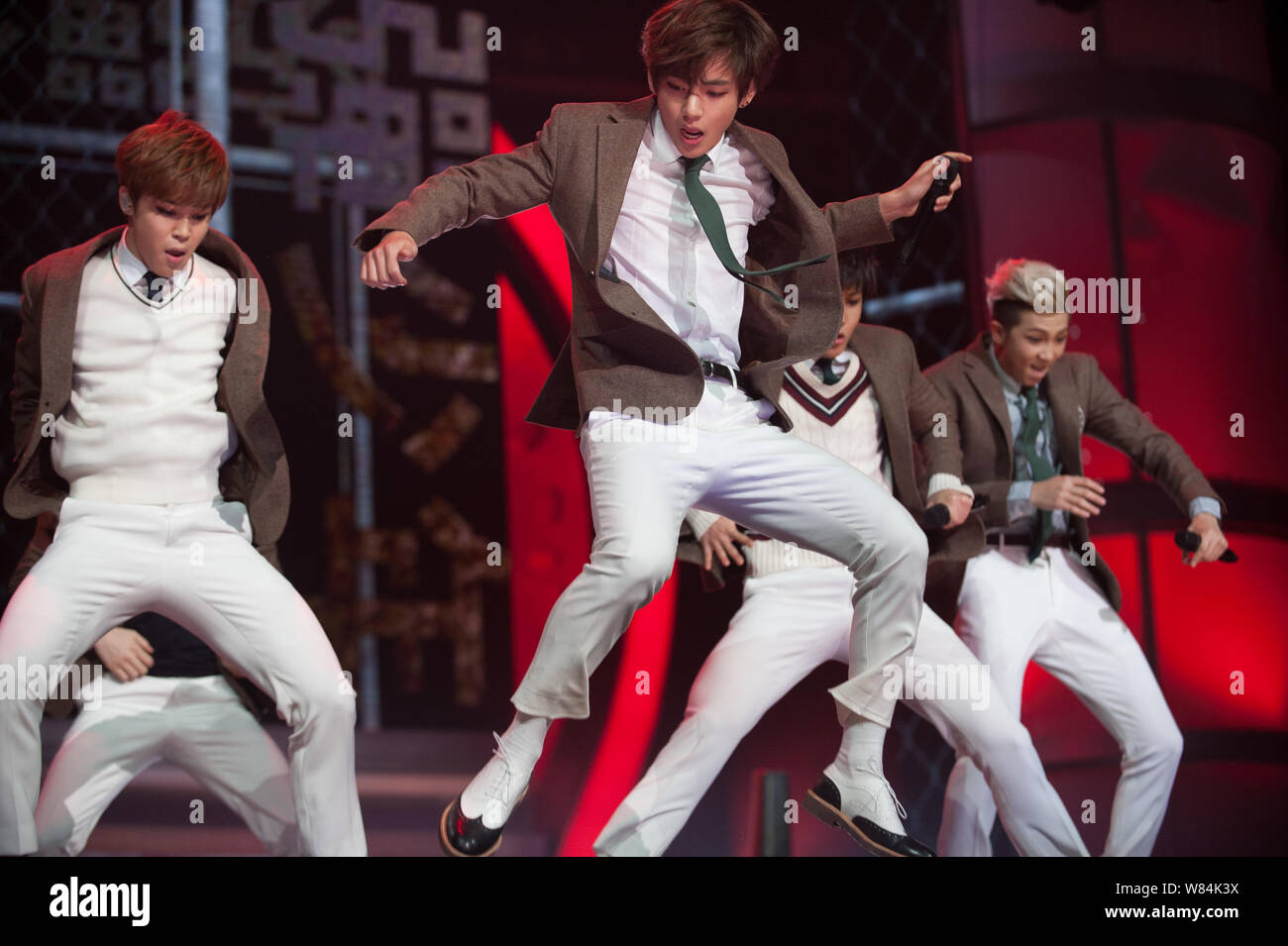 South Korean boy group BTS (Bangtan Boys) or Bulletproof Boy Scouts ...