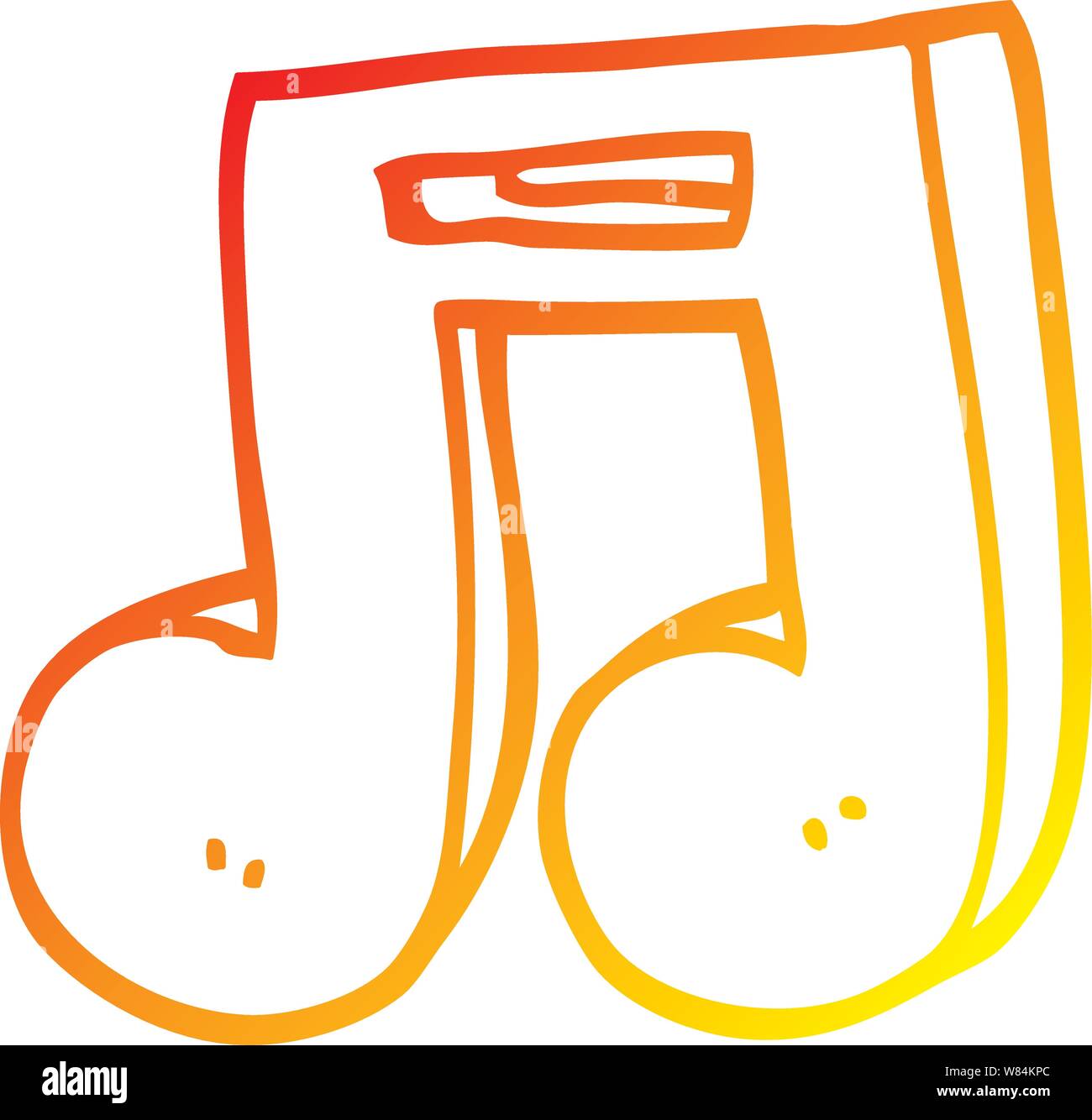 warm gradient line drawing of a cartoon musical notes Stock Vector ...