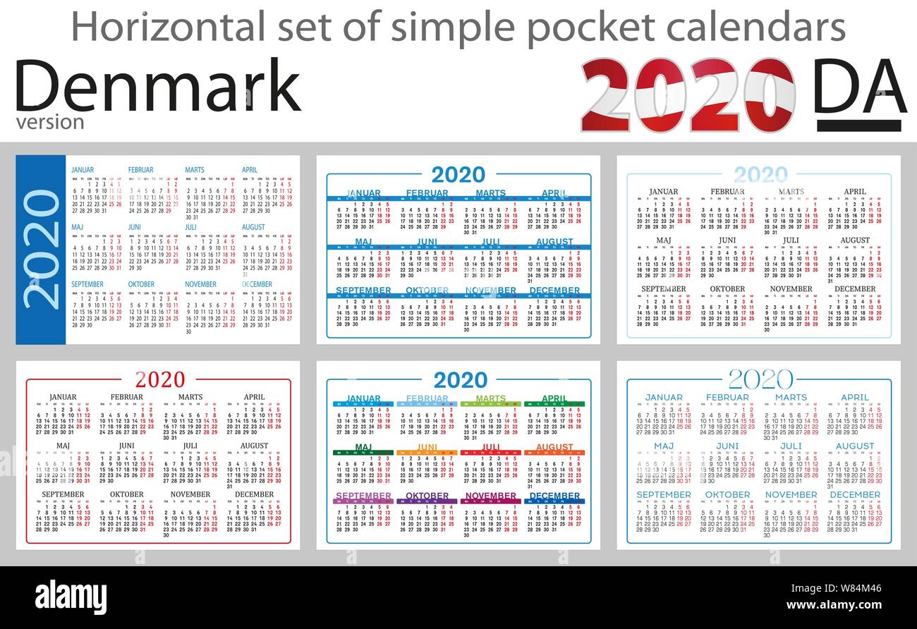 Denmark horizontal set of pocket calendars for 2020 (Two thousand ...