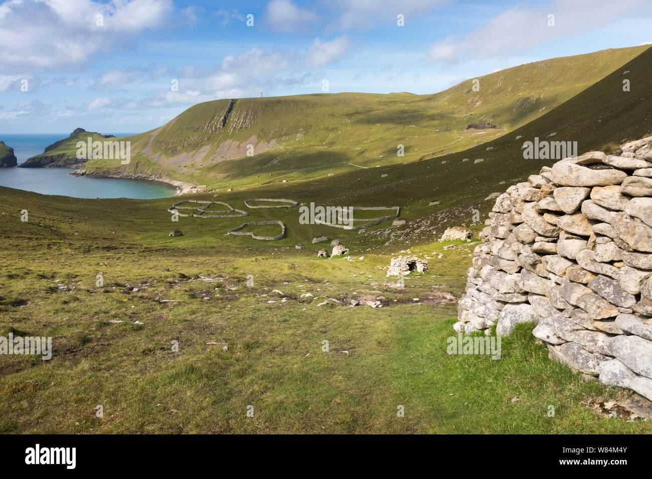 Old buildings on Hirta, St Kilda archipelago, Great Britain Stock Photo ...