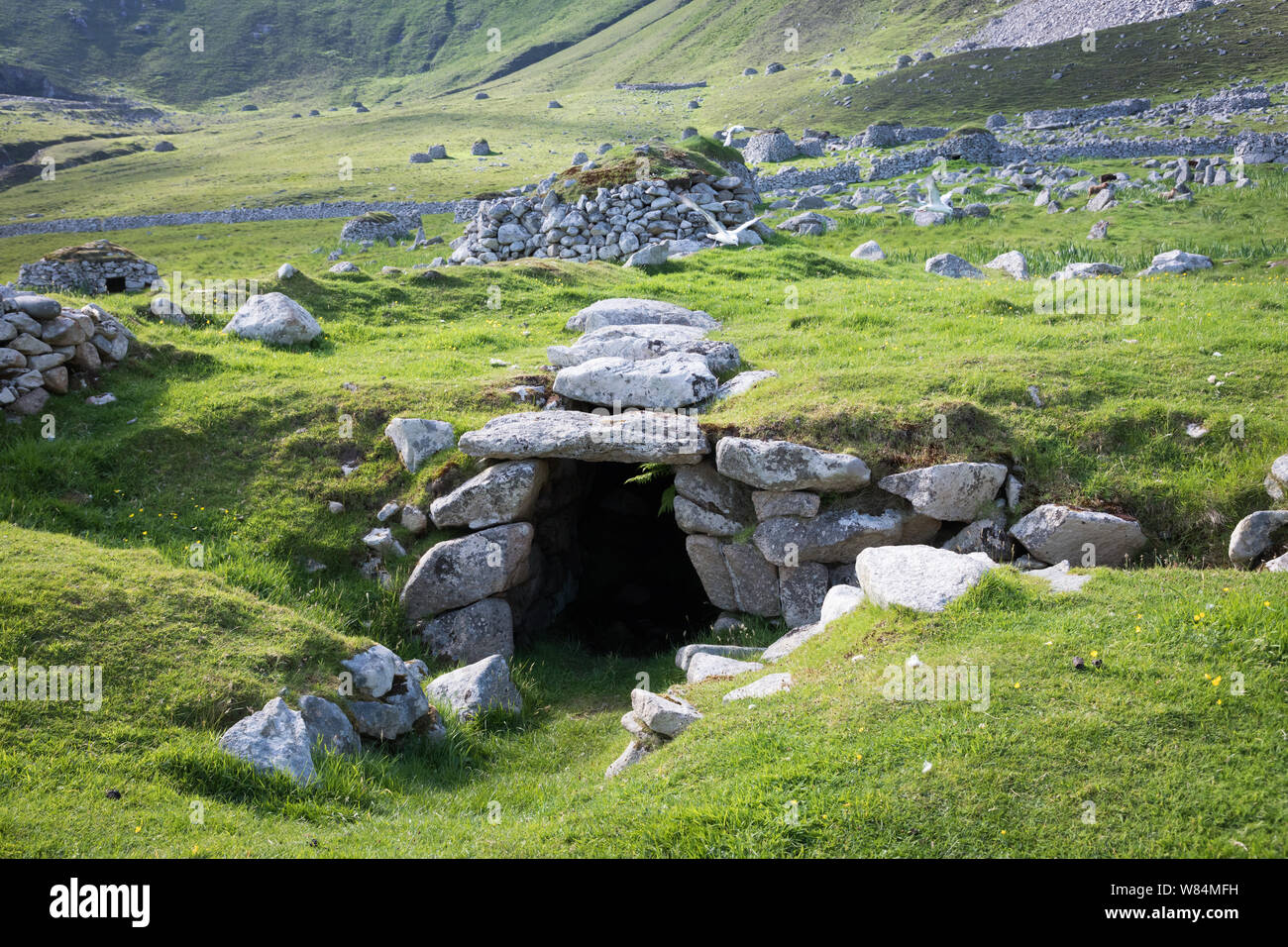 Souterrain entrance on on Hirta, St Kilda archipelago, Great Britain ...
