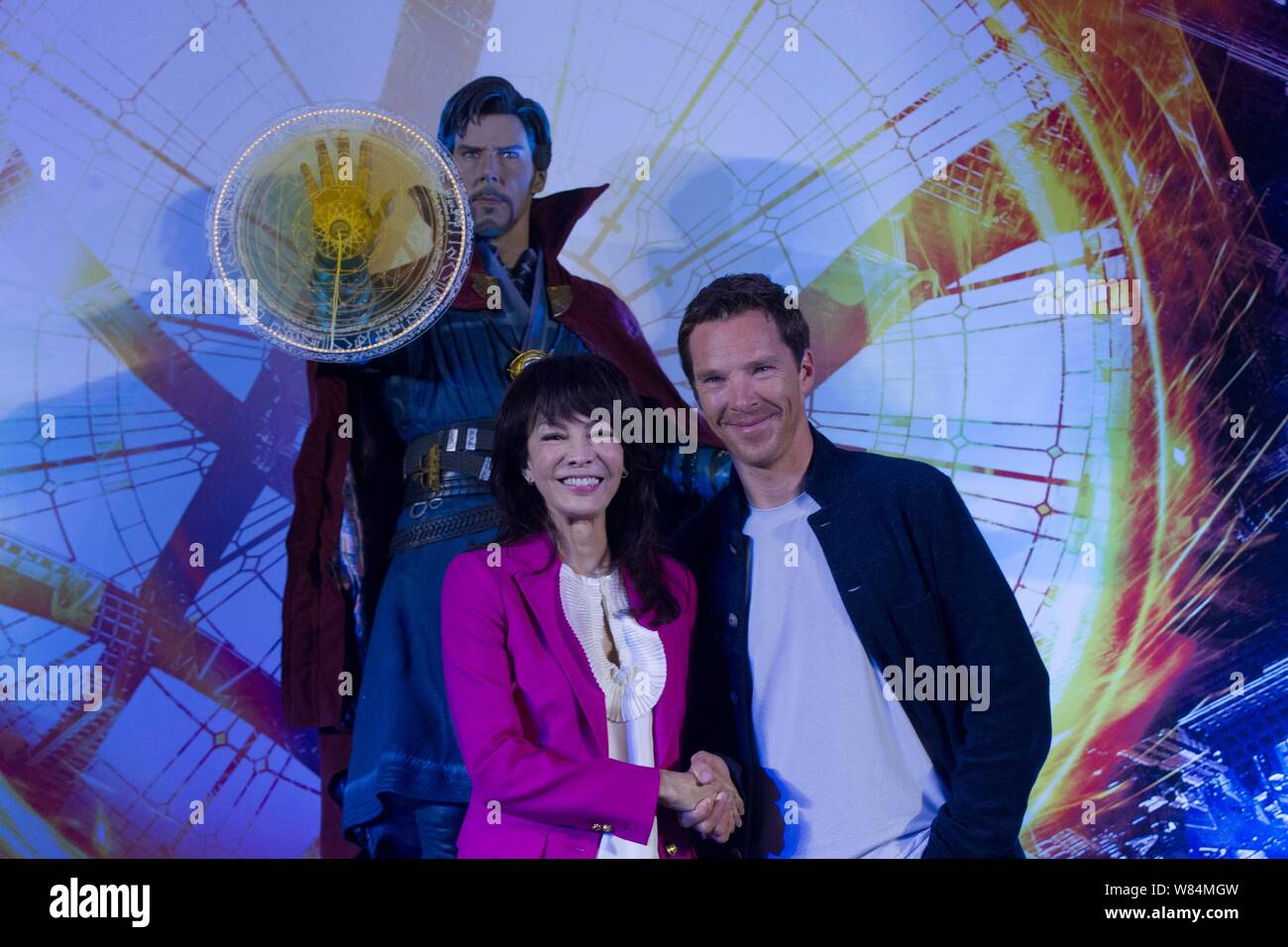 English actor Benedict Cumberbatch, right, and Hong Kong actress Carol ...