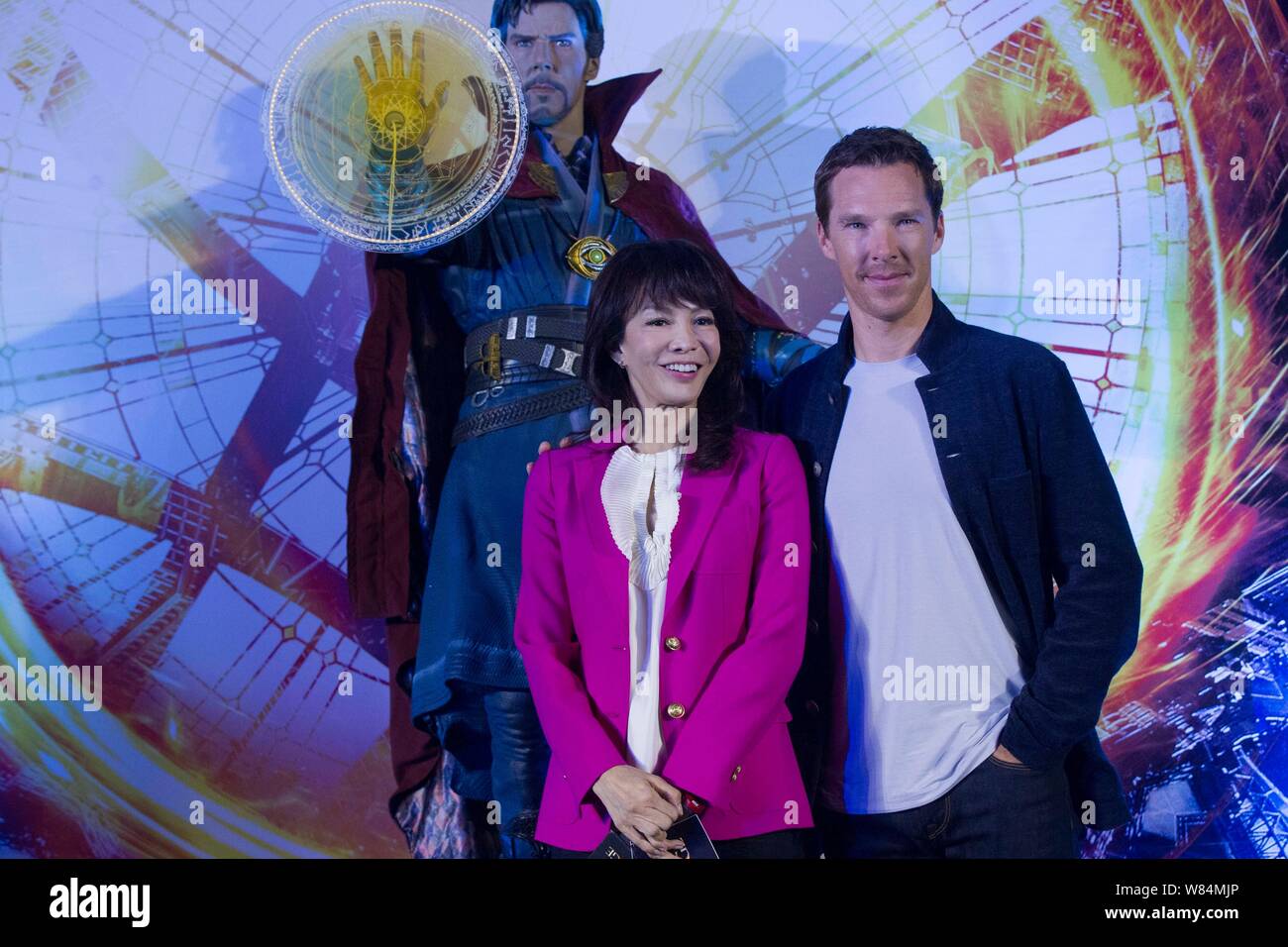 English actor Benedict Cumberbatch, right, and Hong Kong actress Carol ...