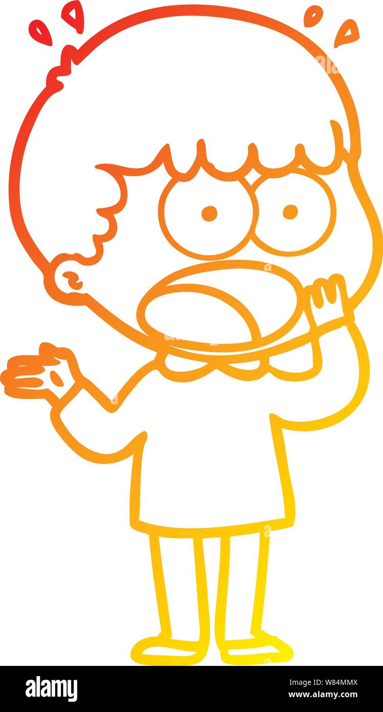 warm gradient line drawing of a cartoon shocked man gasping Stock ...