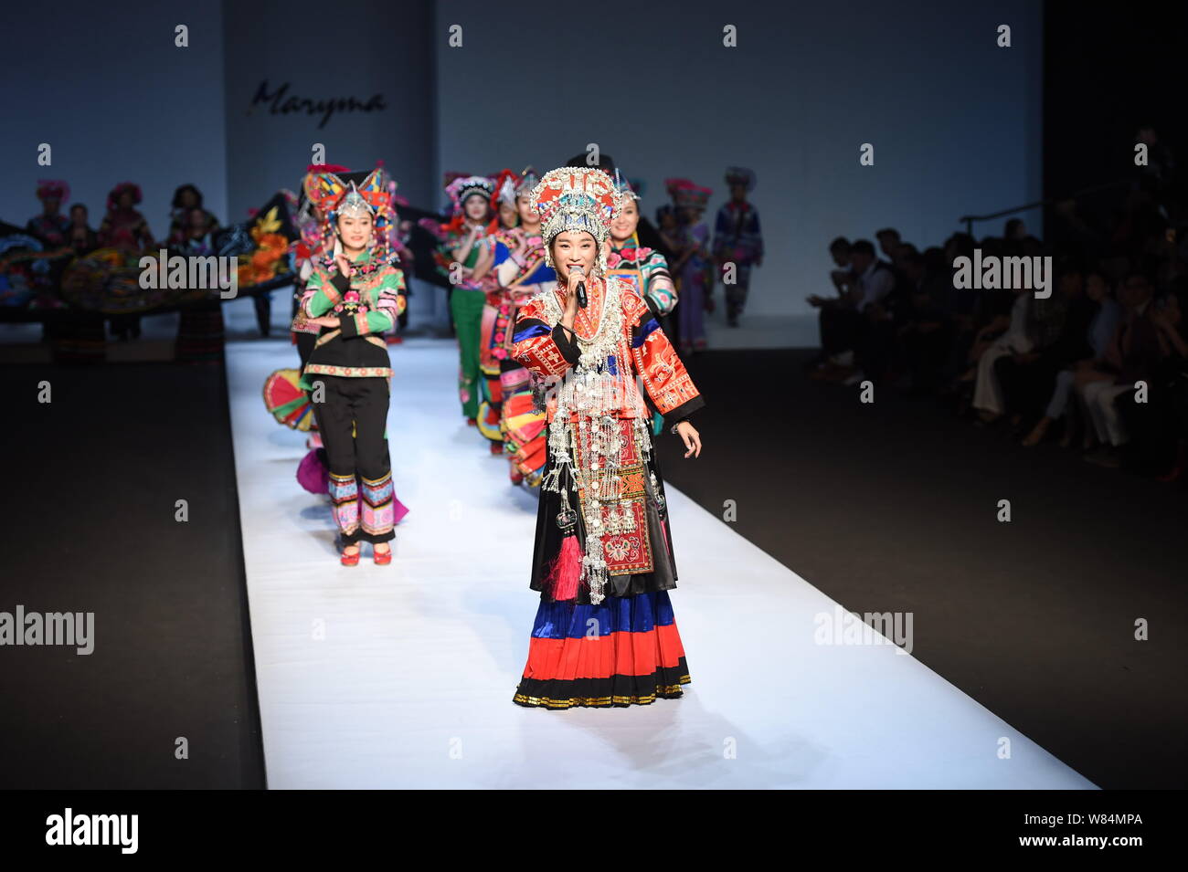 A model displays a new creation at the fashion show of Maryma fashion ...