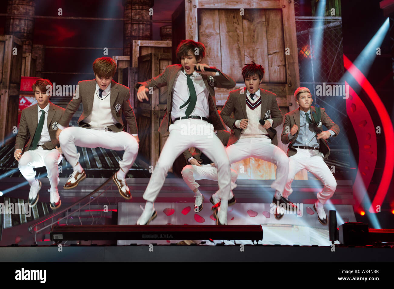 South Korean boy group BTS (Bangtan Boys) or Bulletproof Boy Scouts ...