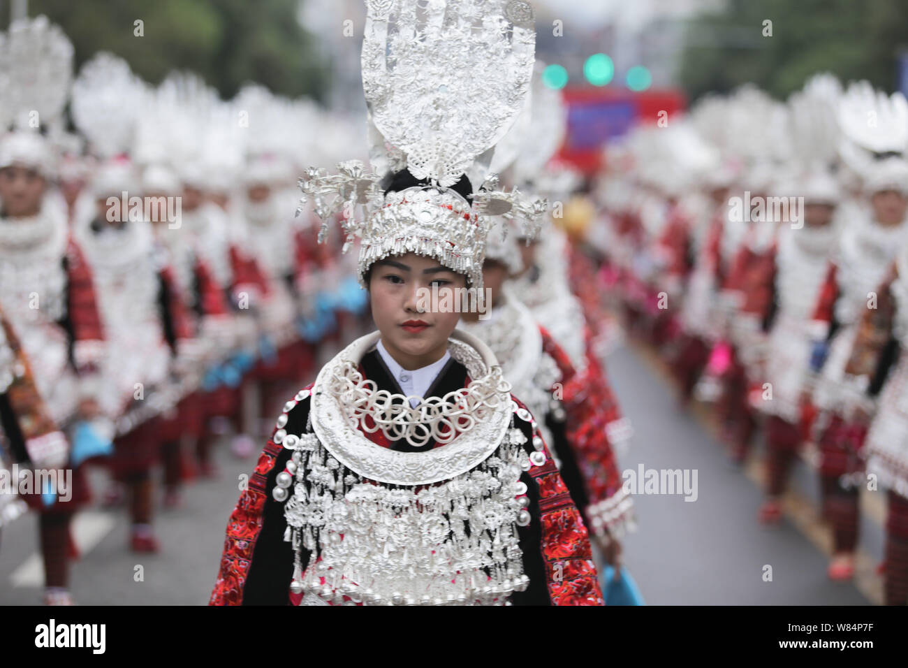 Young Chinese women of Miao ethnic minority dressed in traditional ...