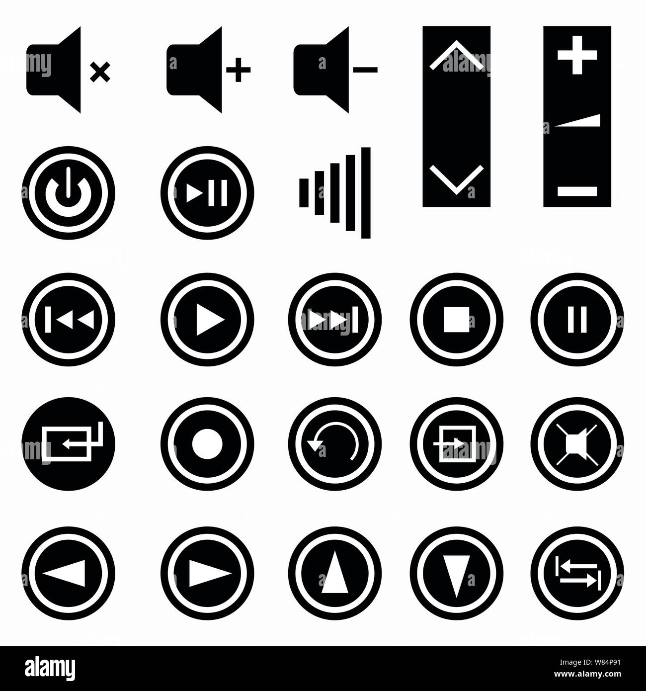 Music notes symbols icon Black and White Stock Photos & Images - Alamy