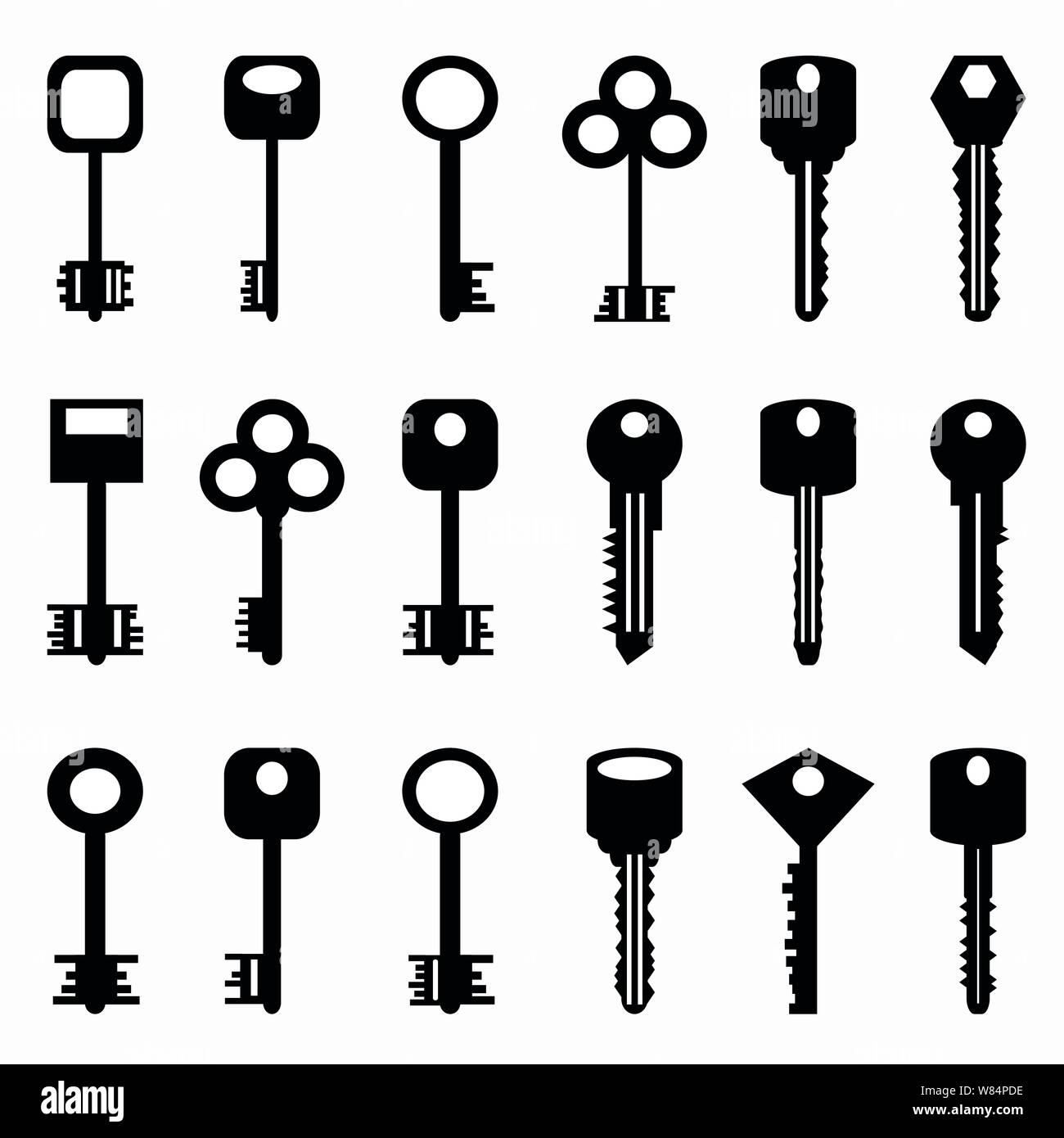 beautiful monochrome character keys on a white background collection of ...
