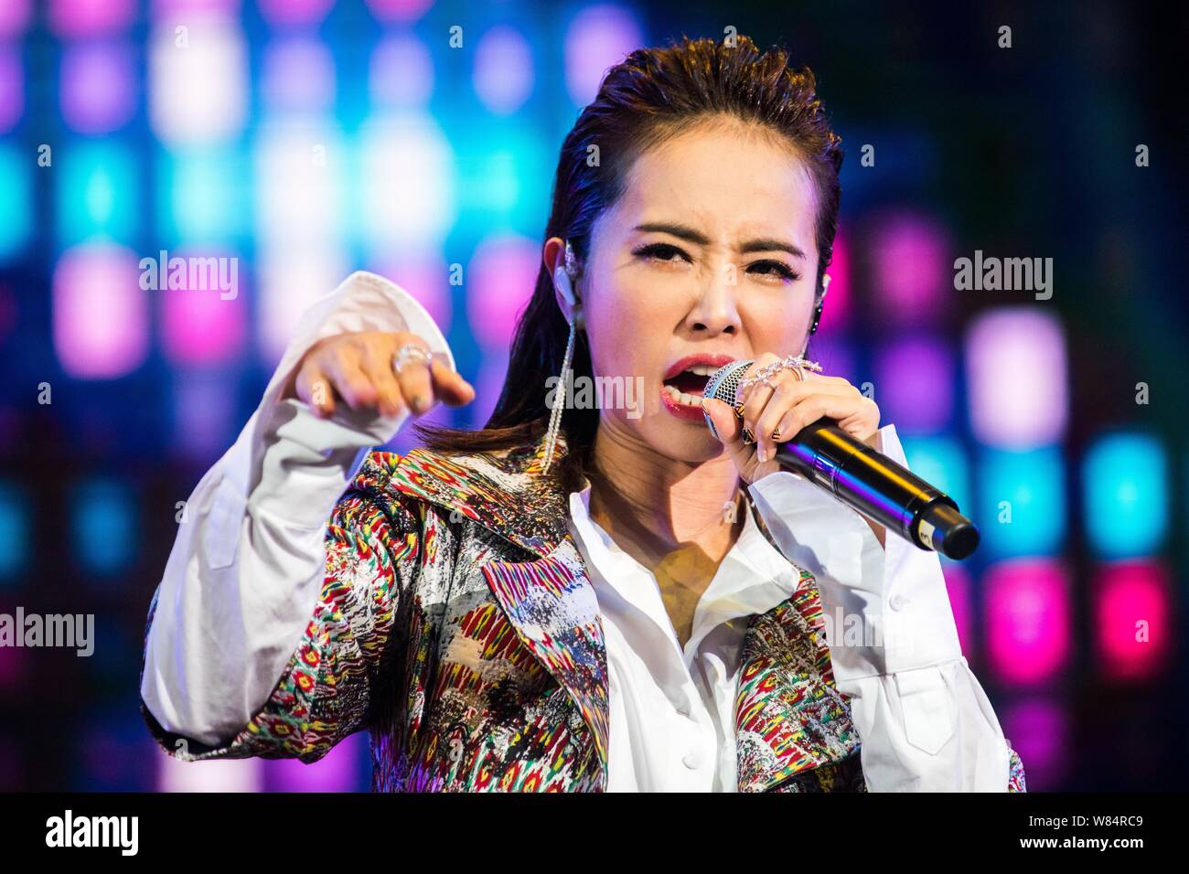 Taiwanese singer Jolin Tsai performs at a launch event and all-star ...