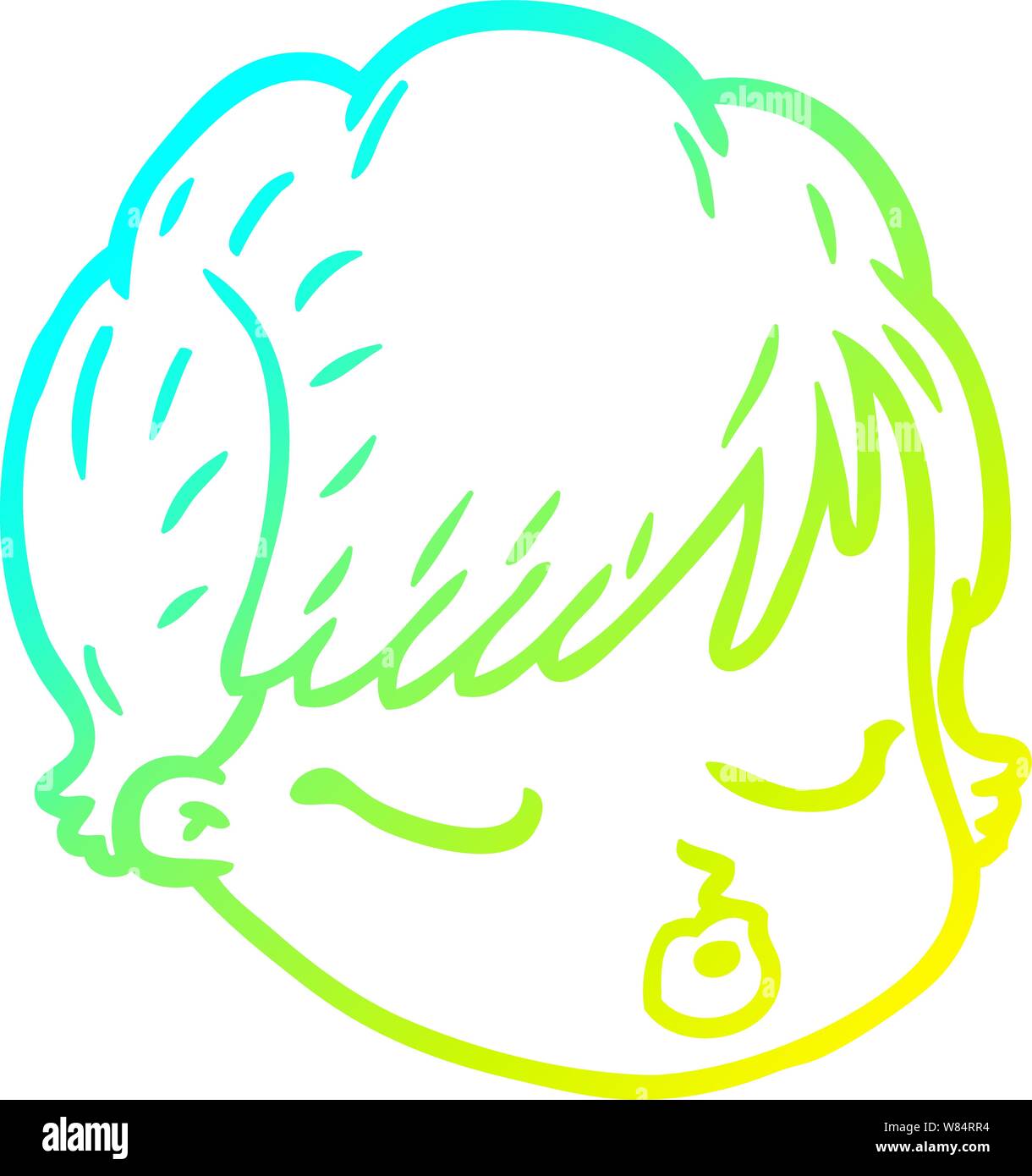 cold gradient line drawing of a cartoon female face Stock Vector Image ...