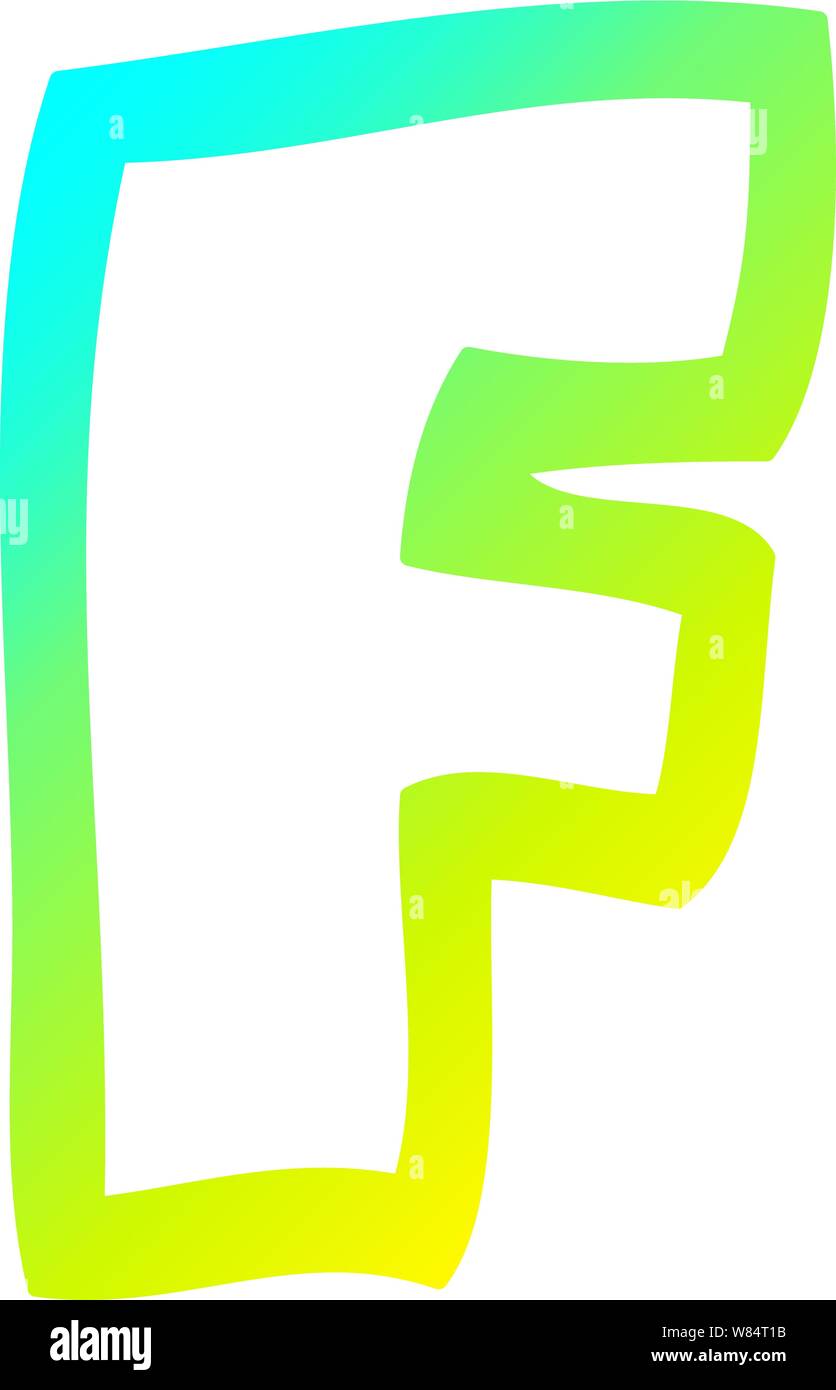 cold gradient line drawing of a cartoon letter f Stock Vector Image ...