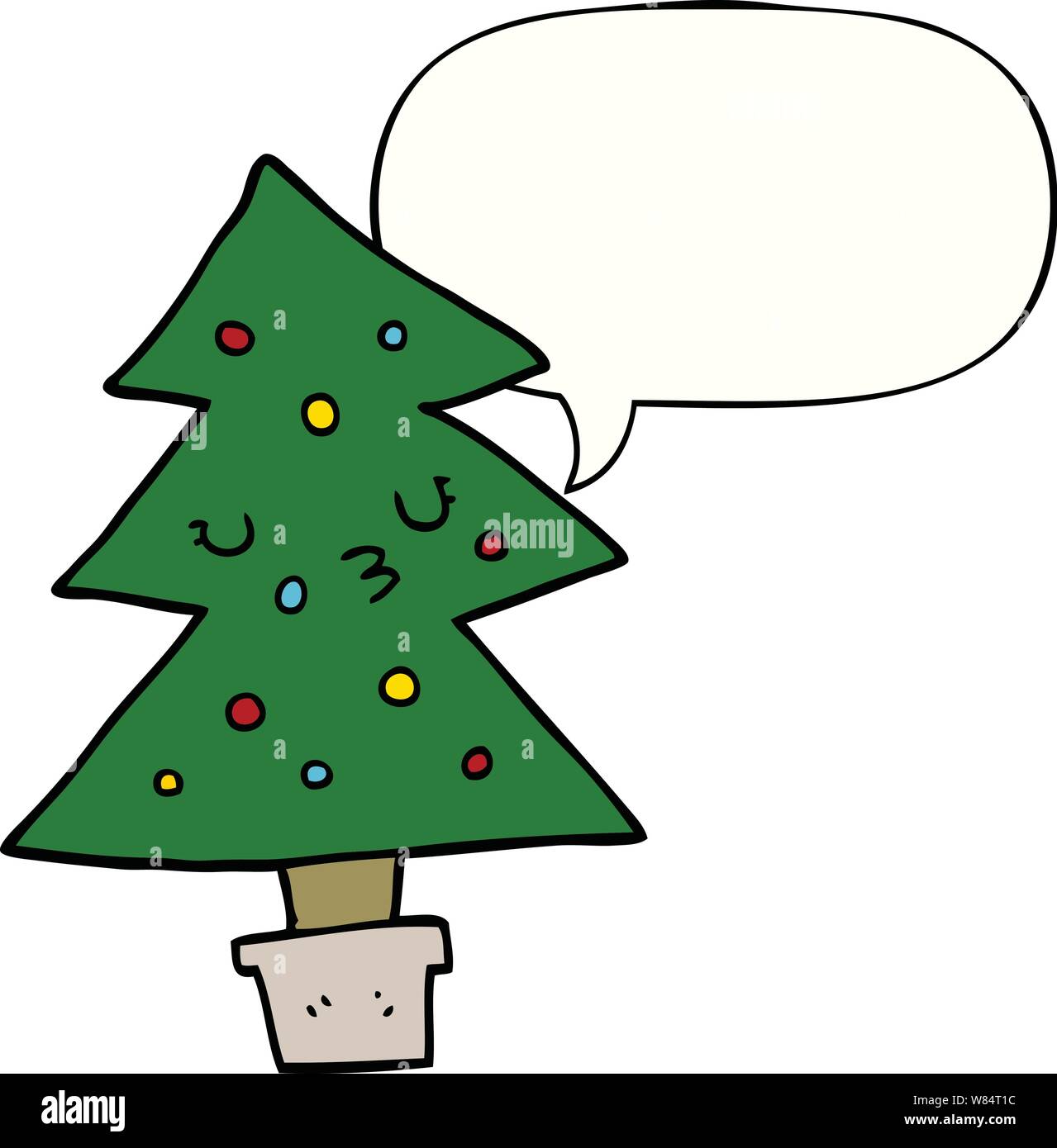 cartoon christmas tree with speech bubble Stock Vector Image & Art - Alamy
